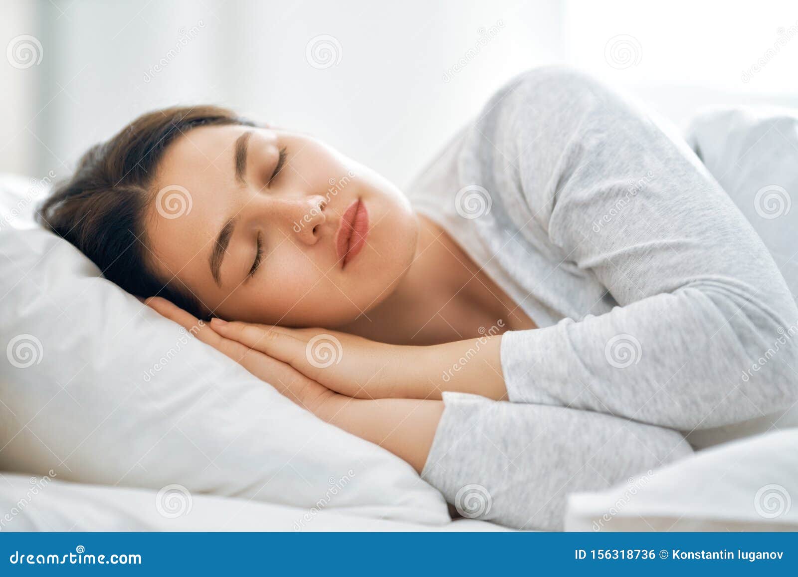 Beautiful sleeping woman stock photo. Image of comfortable - 156318736