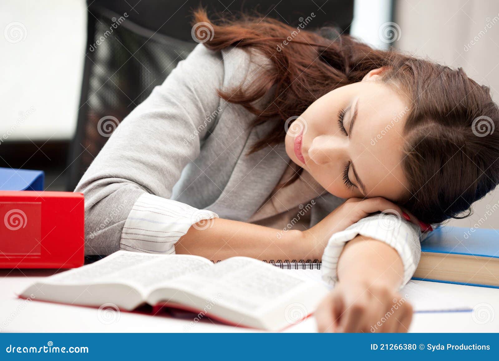 Sleeping woman with book stock photo. Image of corporate - 21266380