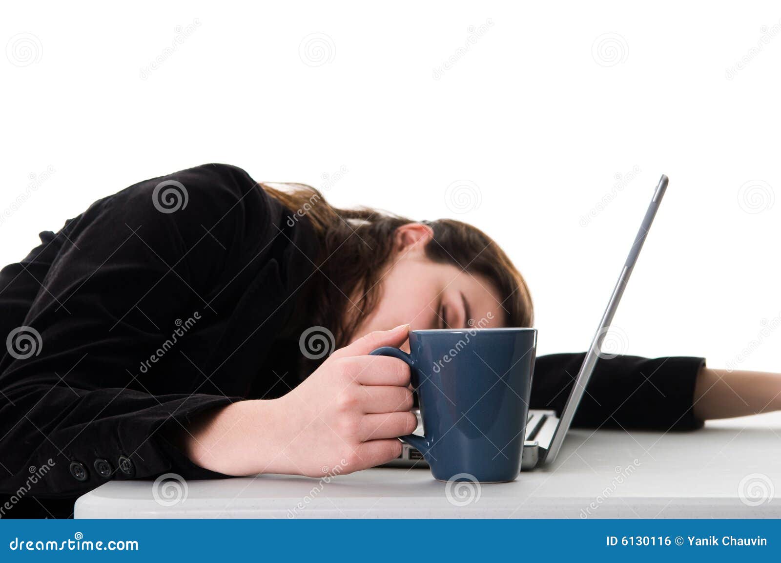 Sleeping at Work stock photo. Image of burnout, laptop - 6130116