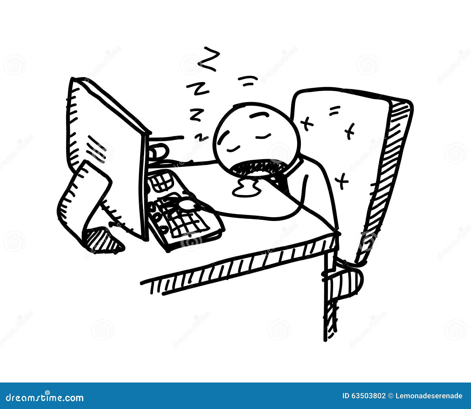 Sleeping At Work Stock Vector - Image: 63503802