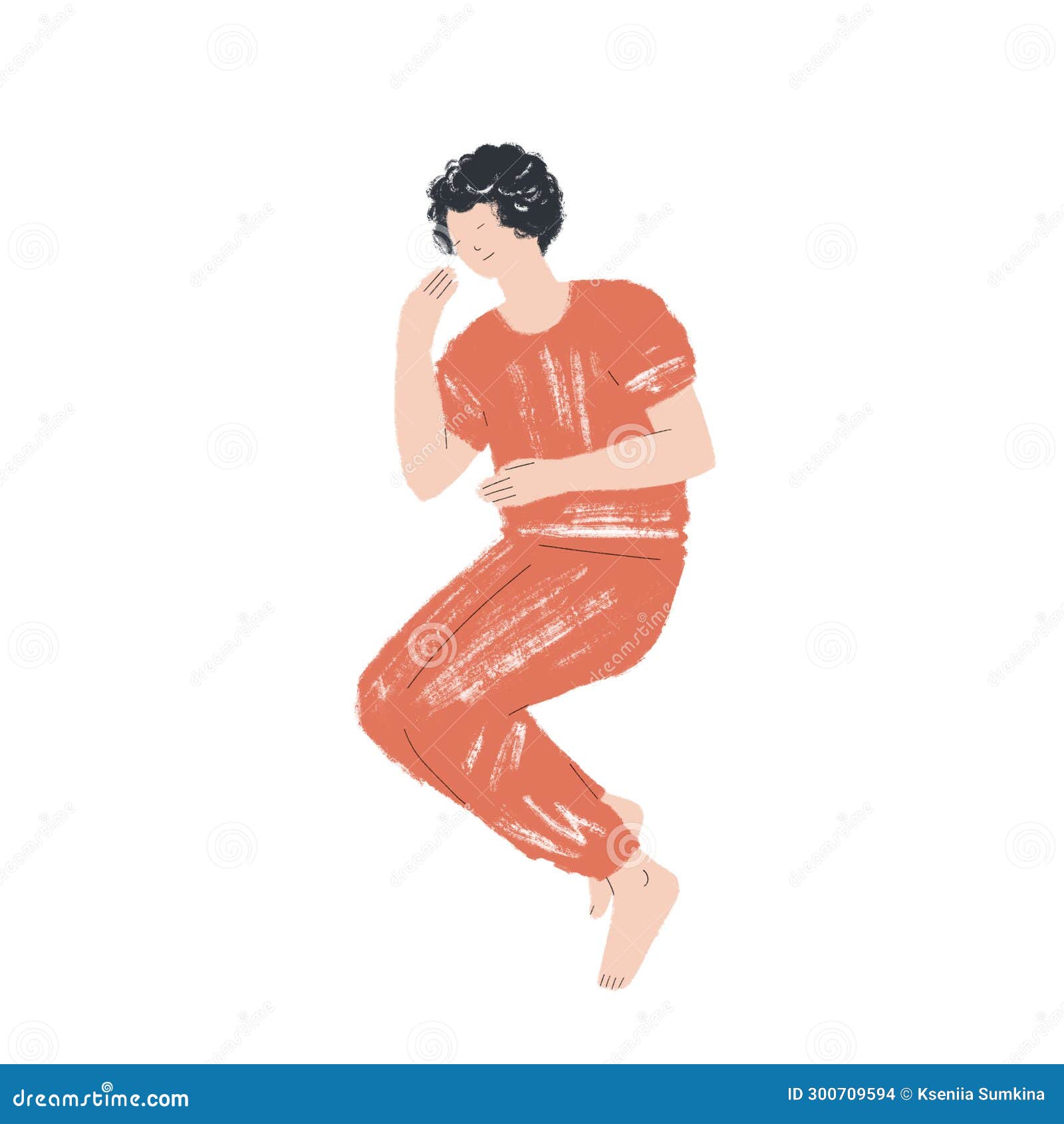 Sleeping Young Moon In A Nightcap. Vector Illustration On A White ...