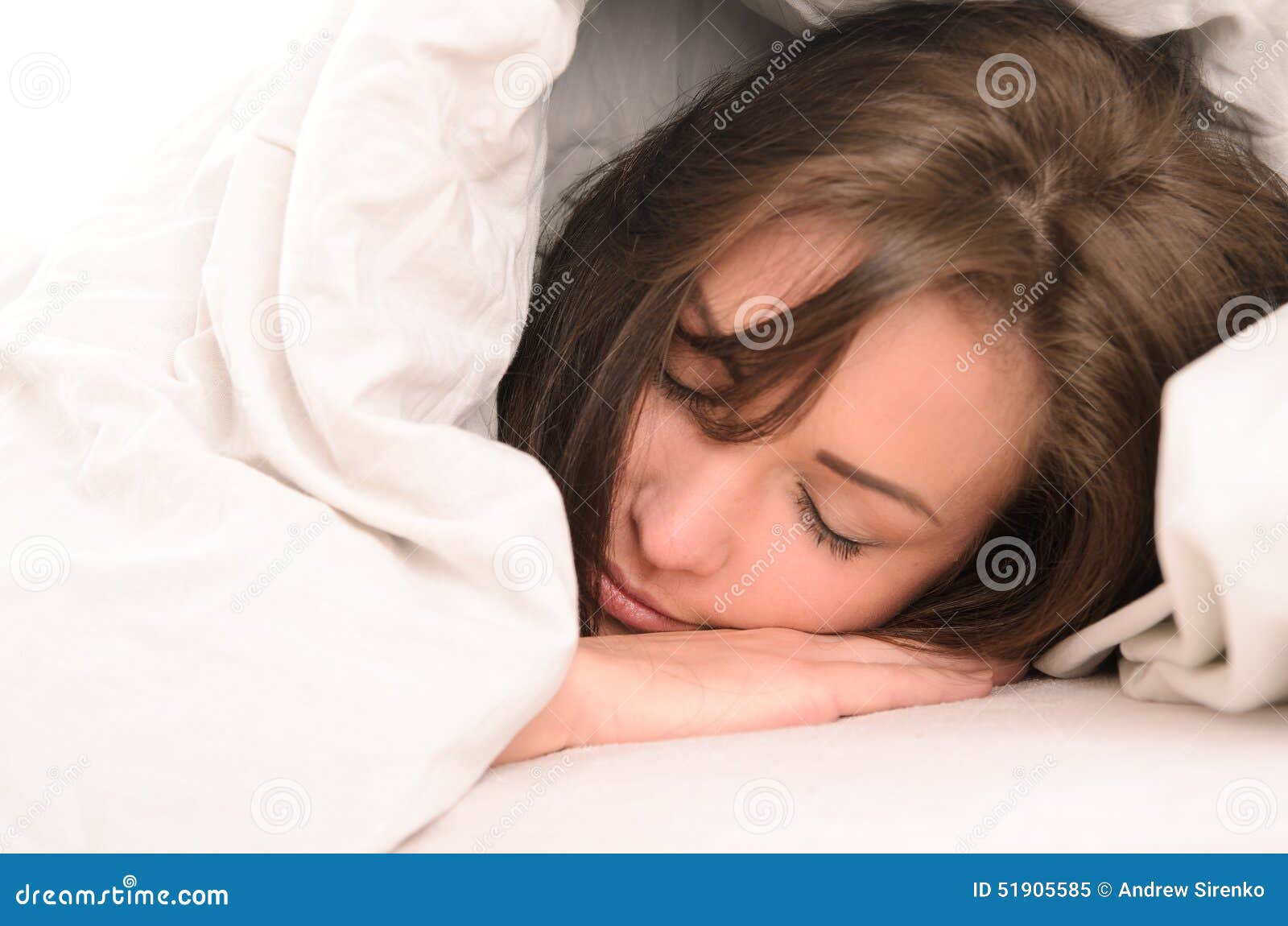 Sleeping Young Woman Covered with Blanket Stock Image - Image of ...