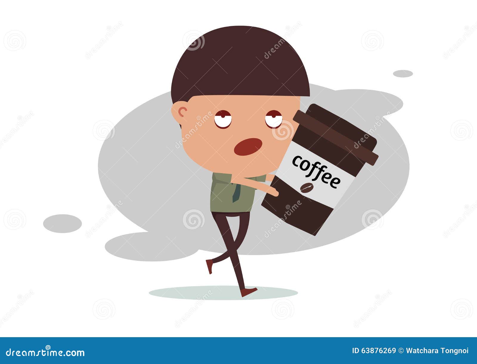 Sleepless Business Man Need Coffee Stock Vector - Illustration of yawn ...
