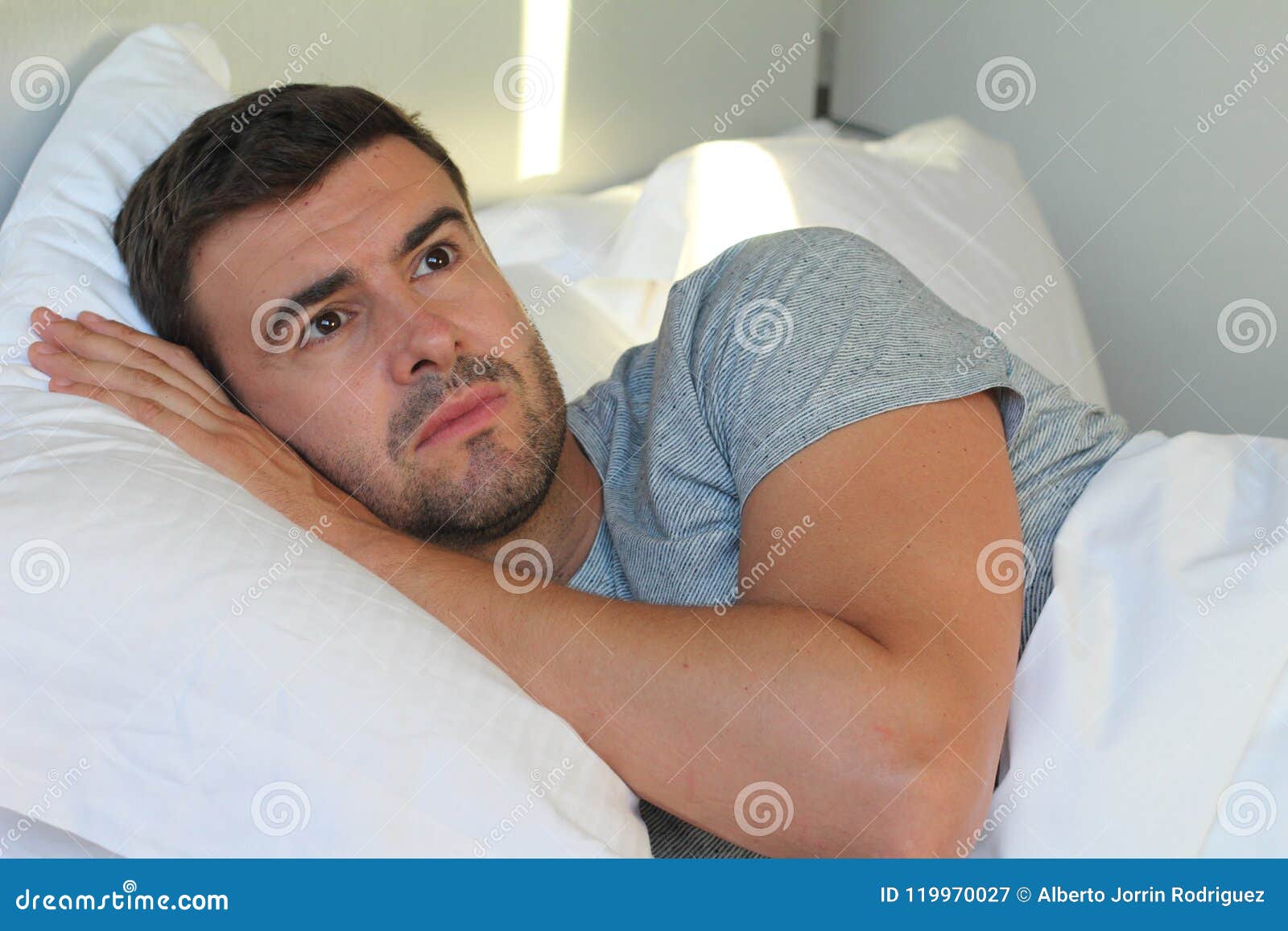 Sleepless Handsome Man Feeling Sorrow Stock Image - Image of irritated ...