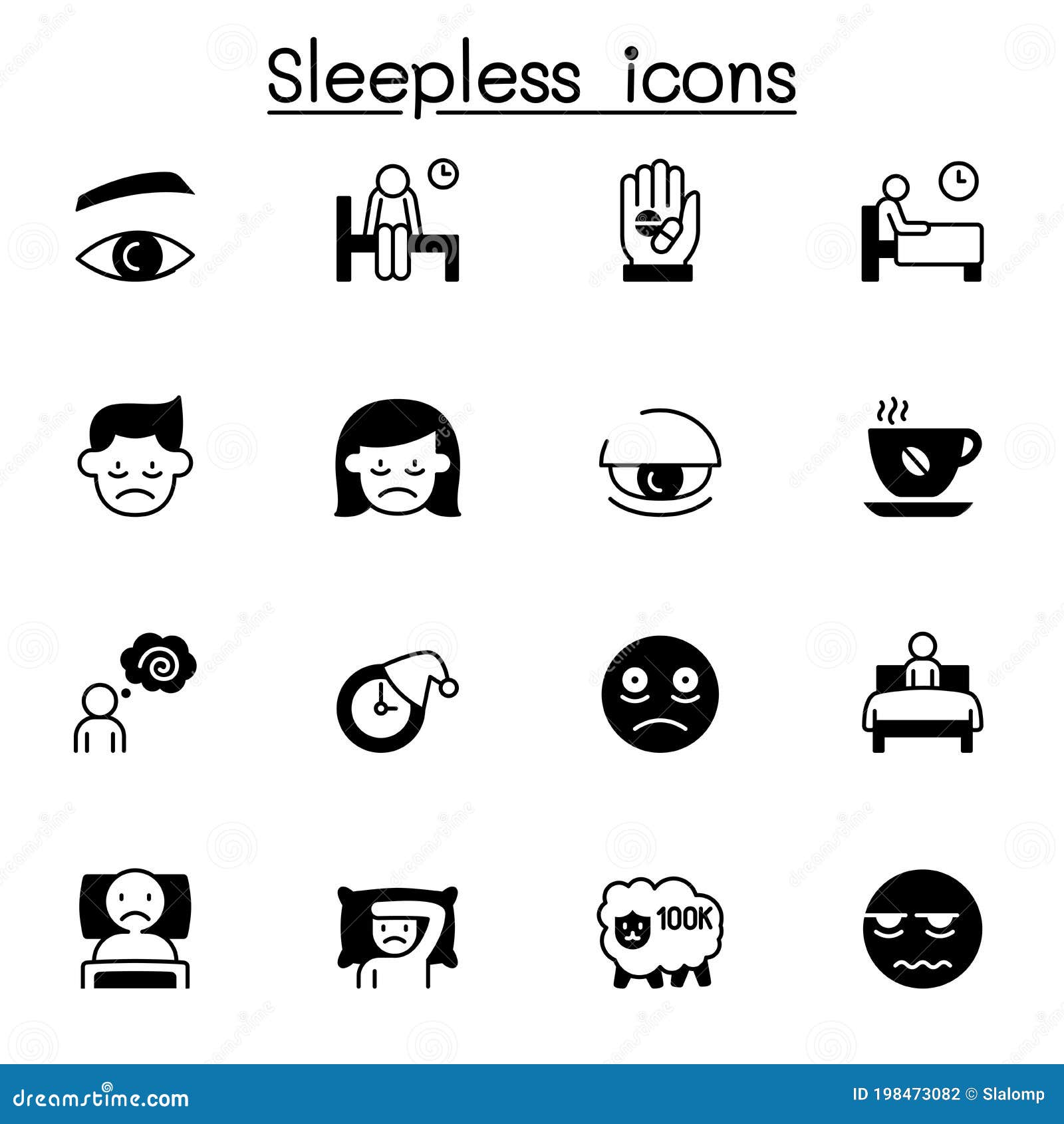 Sleepless Icons Set Vector Illustration Graphic Design Stock Vector ...
