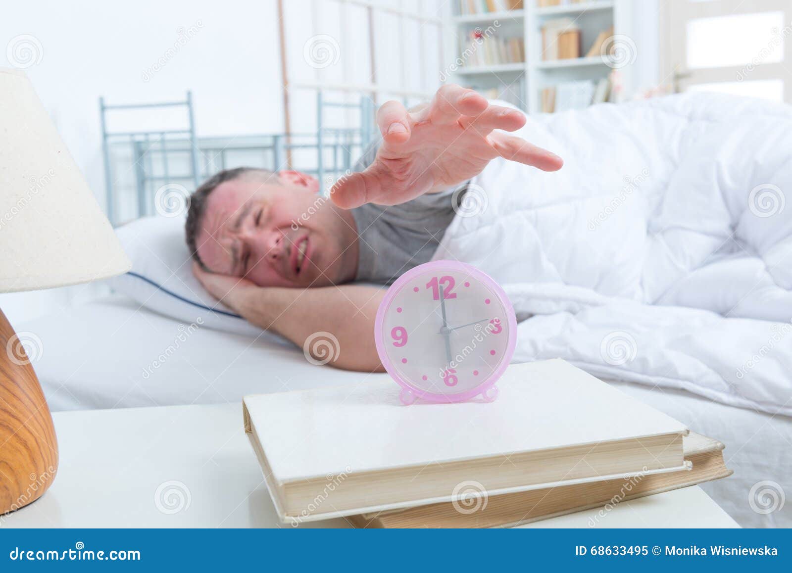 Sleepless Man in Bed stock image. Image of caucasian - 68633495
