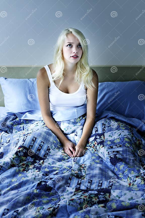 Sleepless woman at night stock photo. Image of blond - 21382934