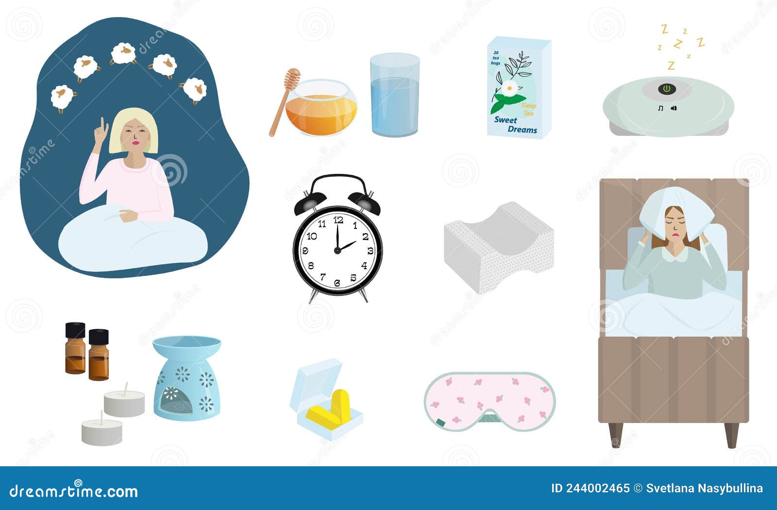 Sleeplessness Vector Illustration Stock Vector - Illustration of ...