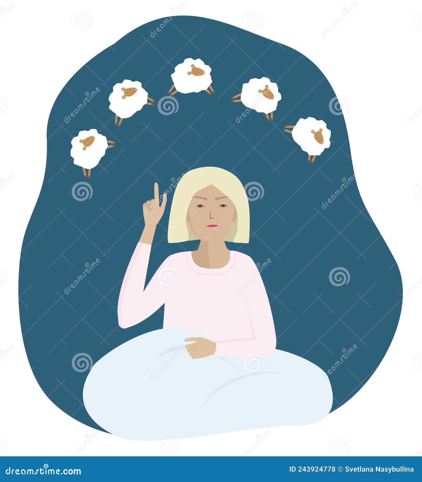 Sleeplessness Vector Illustration Stock Vector - Illustration of flat ...