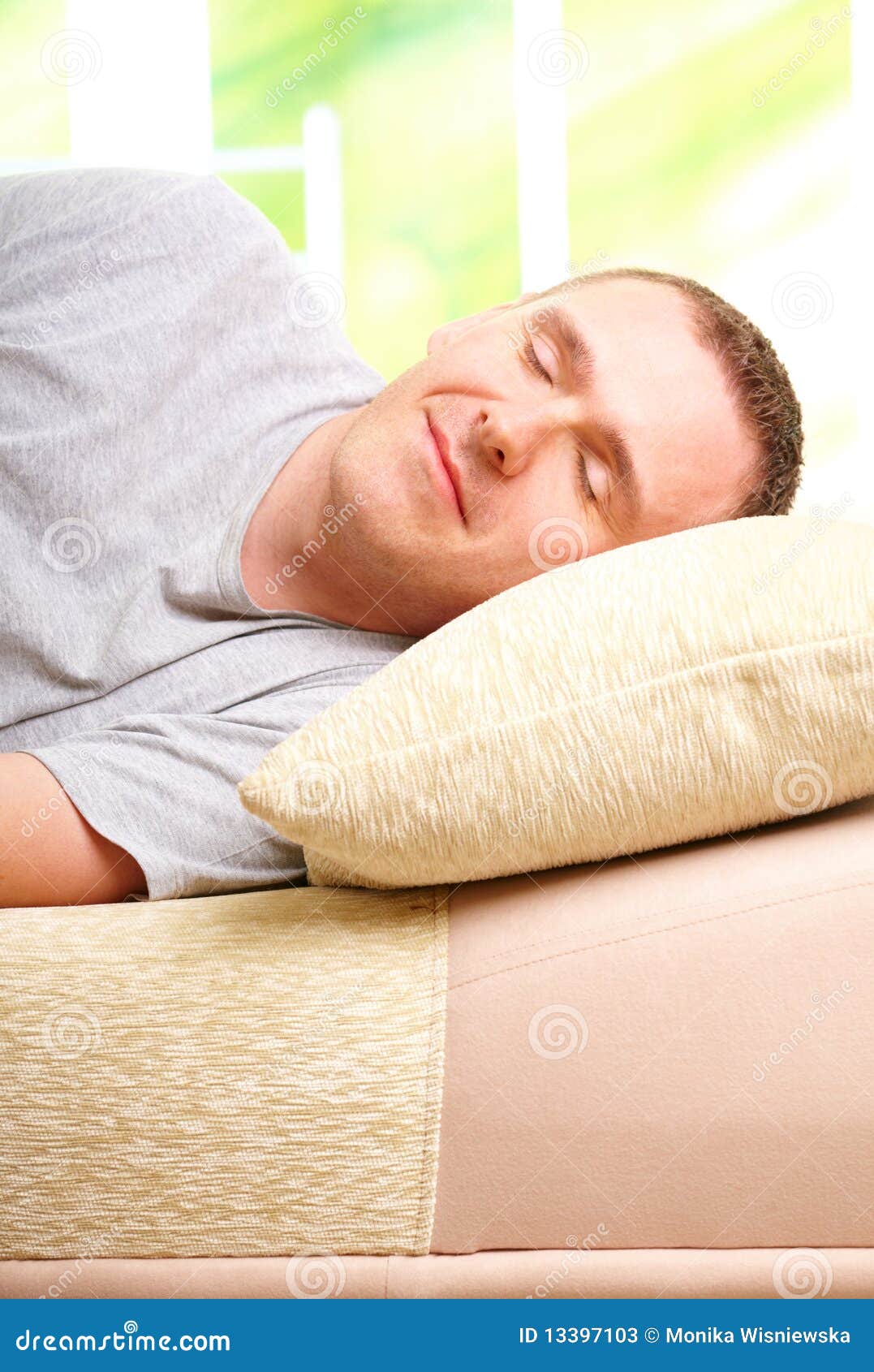 Sleepling man stock image. Image of mature, bedding, comfortable - 13397103
