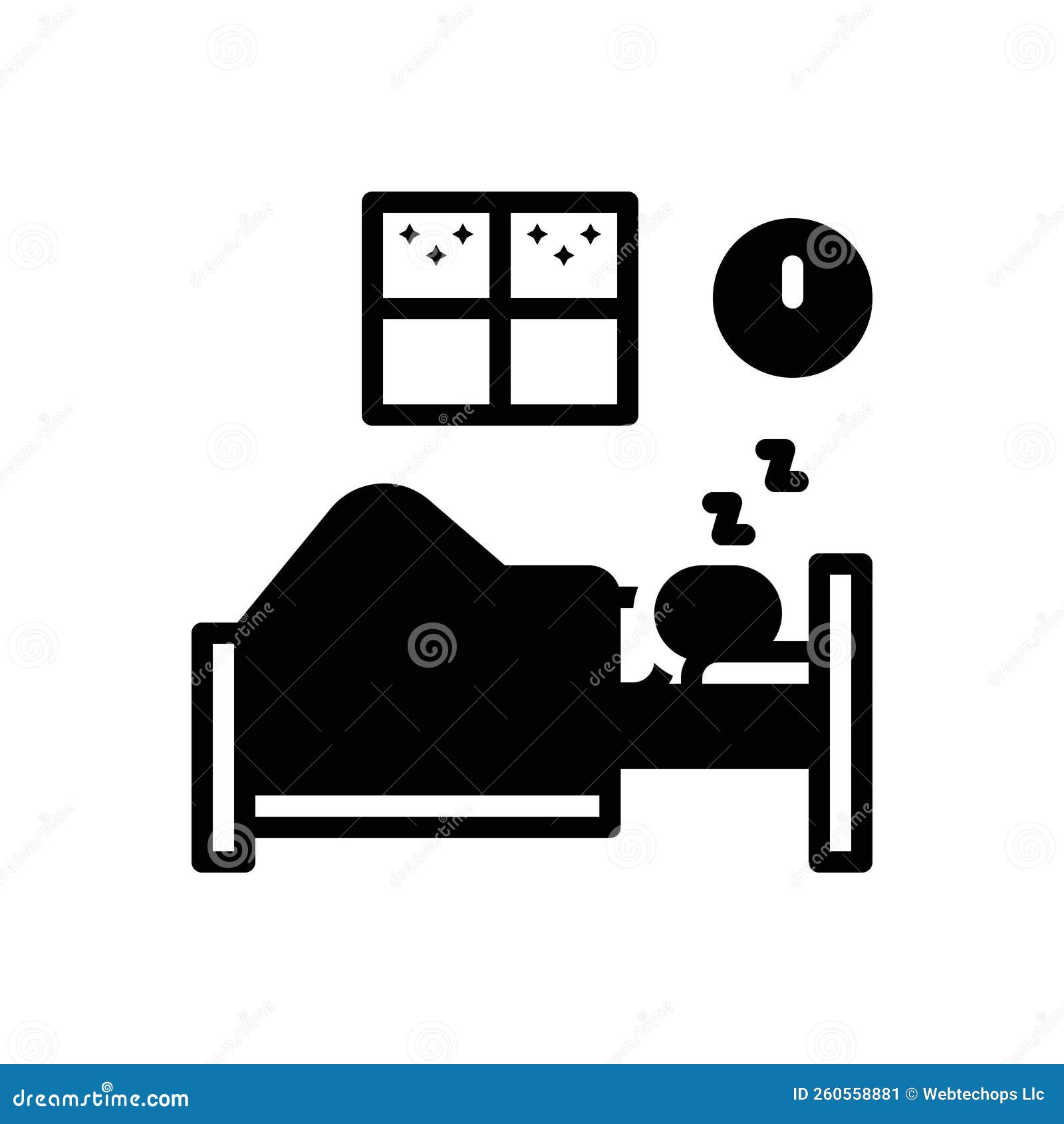 Black Solid Icon for Sleeps, Slumber and Somnolence Stock Vector ...