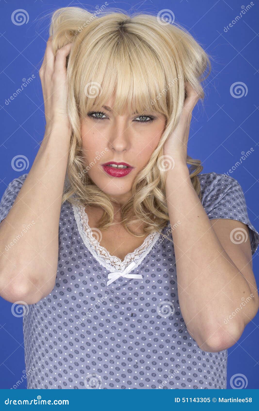 Sleepy Angry Young Woman Insomnia Stock Image - Image of scratching ...