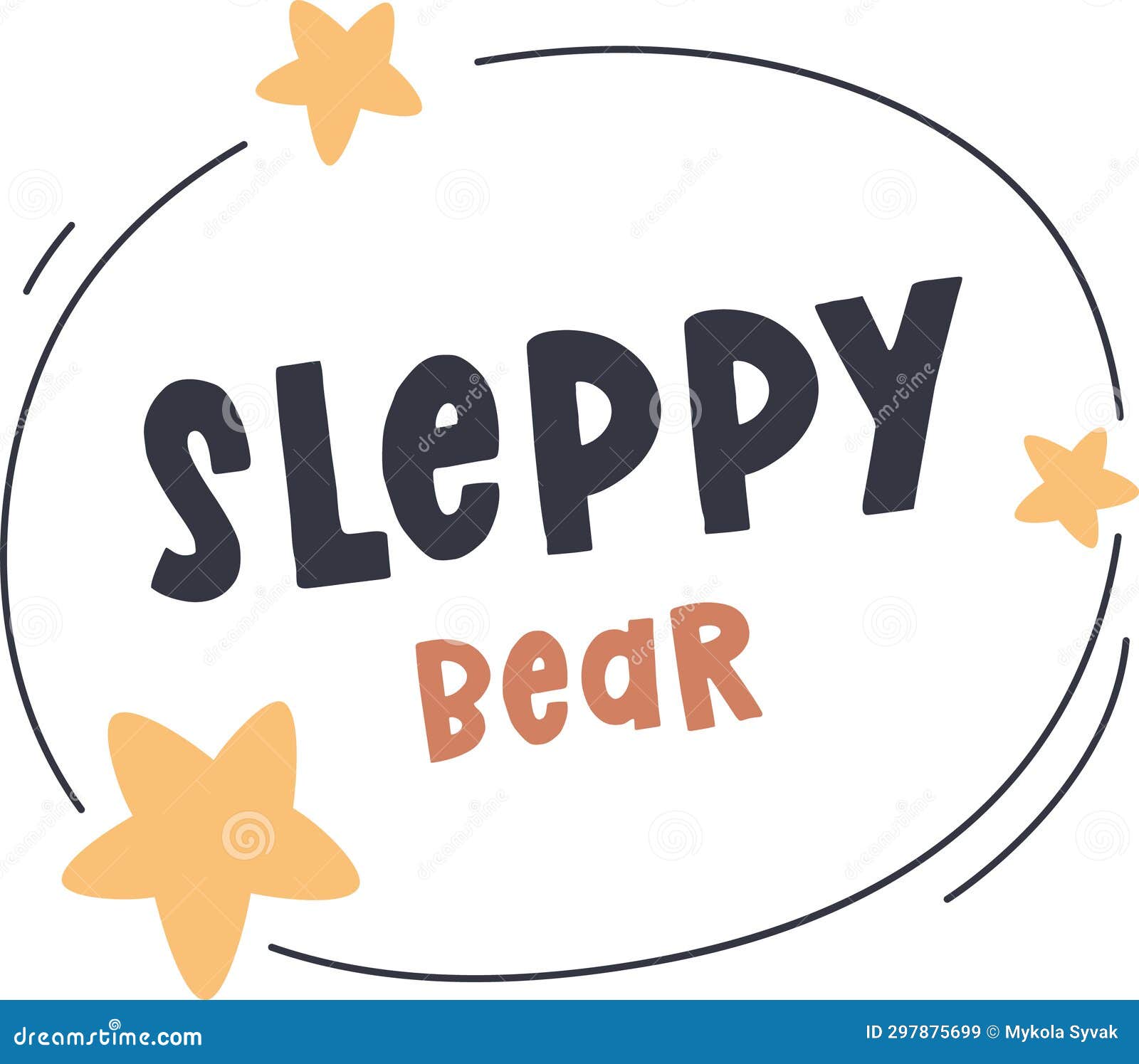Sleepy Bear Lettering Sticker Stock Illustration - Illustration of isolated, animal: 297875699
