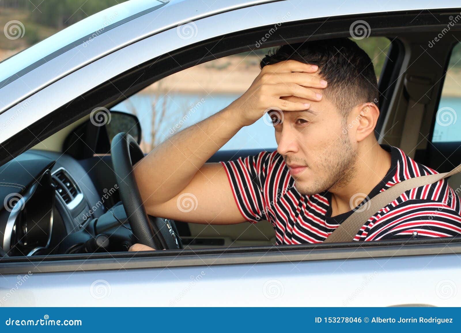 Sleepy Car Driver Making a Stop Stock Photo - Image of fatigue, head ...