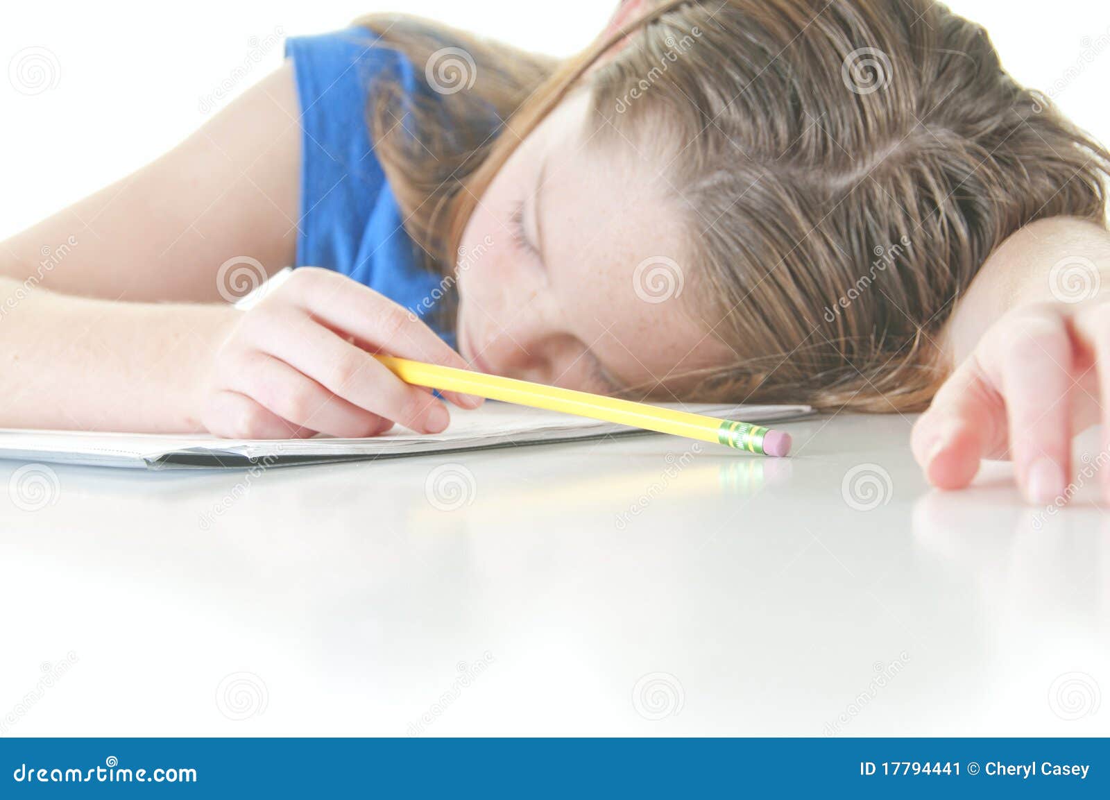 Sleepy Child at School Work Stock Image - Image of resting, school ...