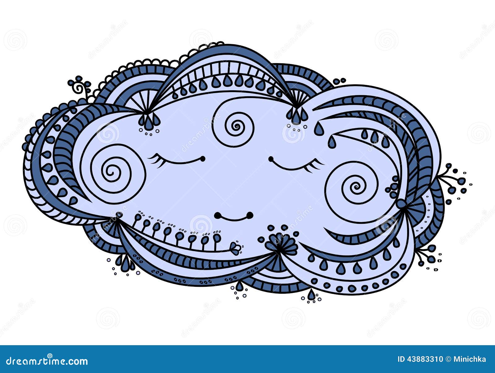 Sleepy Cloud Doodle Illustration Stock Vector - Illustration of ...