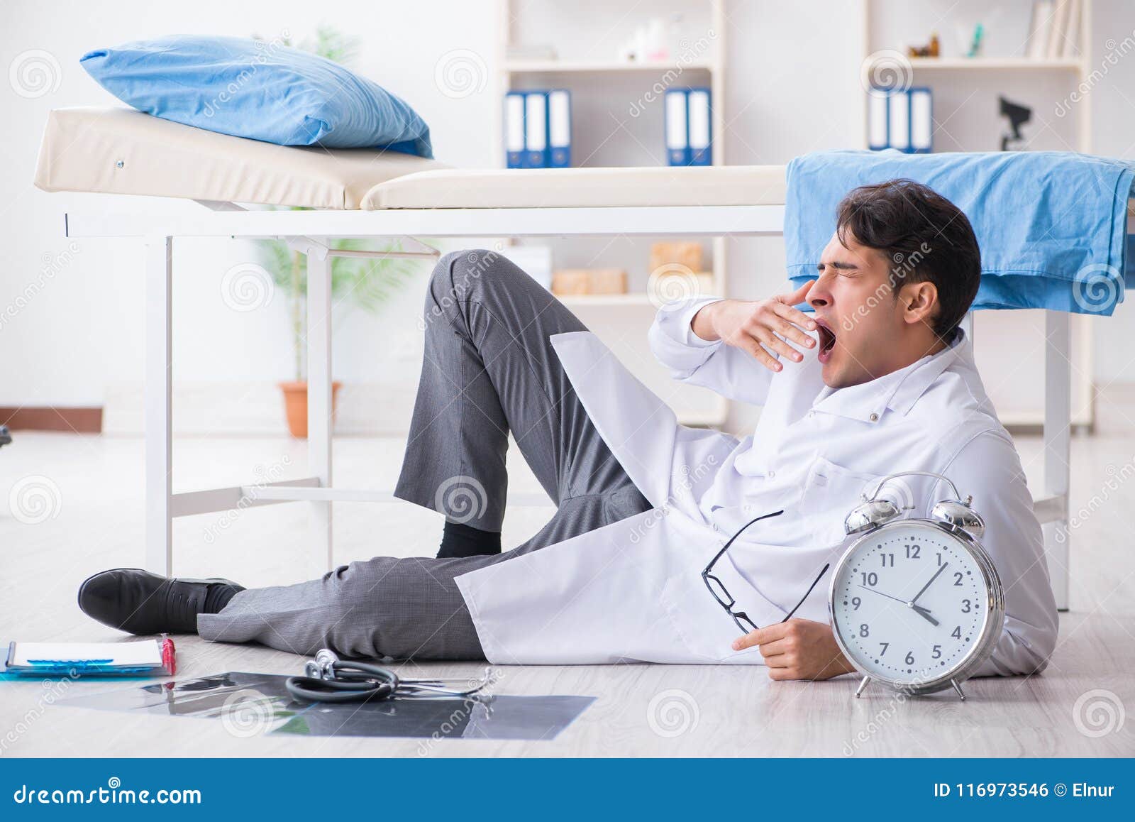 The Sleepy Doctor Tired after Long Night Shift Stock Photo - Image of ...