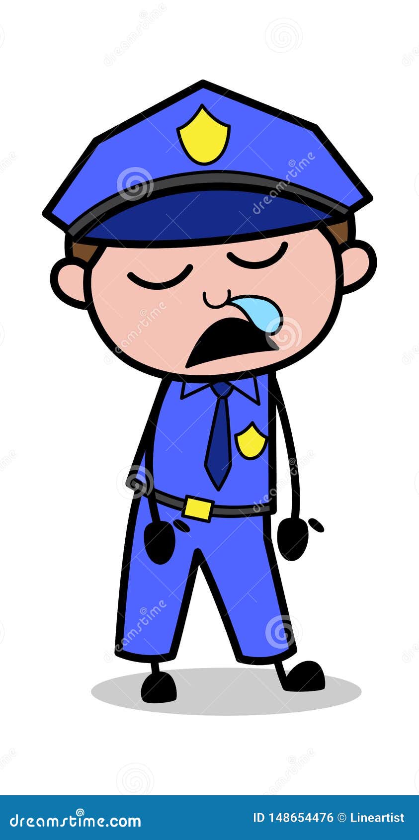 Sleepy Face - Retro Cop Policeman Vector Illustration Stock ...