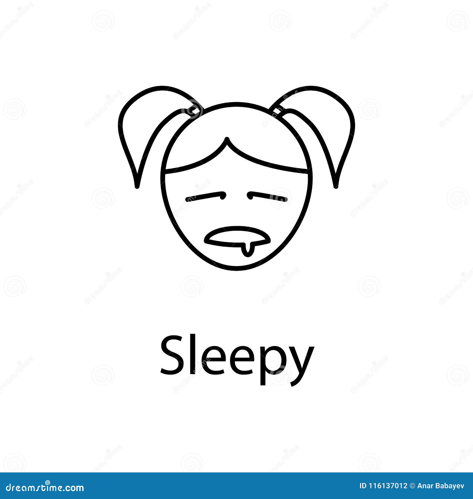 Sleepy Girl Face Icon. Element of Emotions for Mobile Concept and Web ...