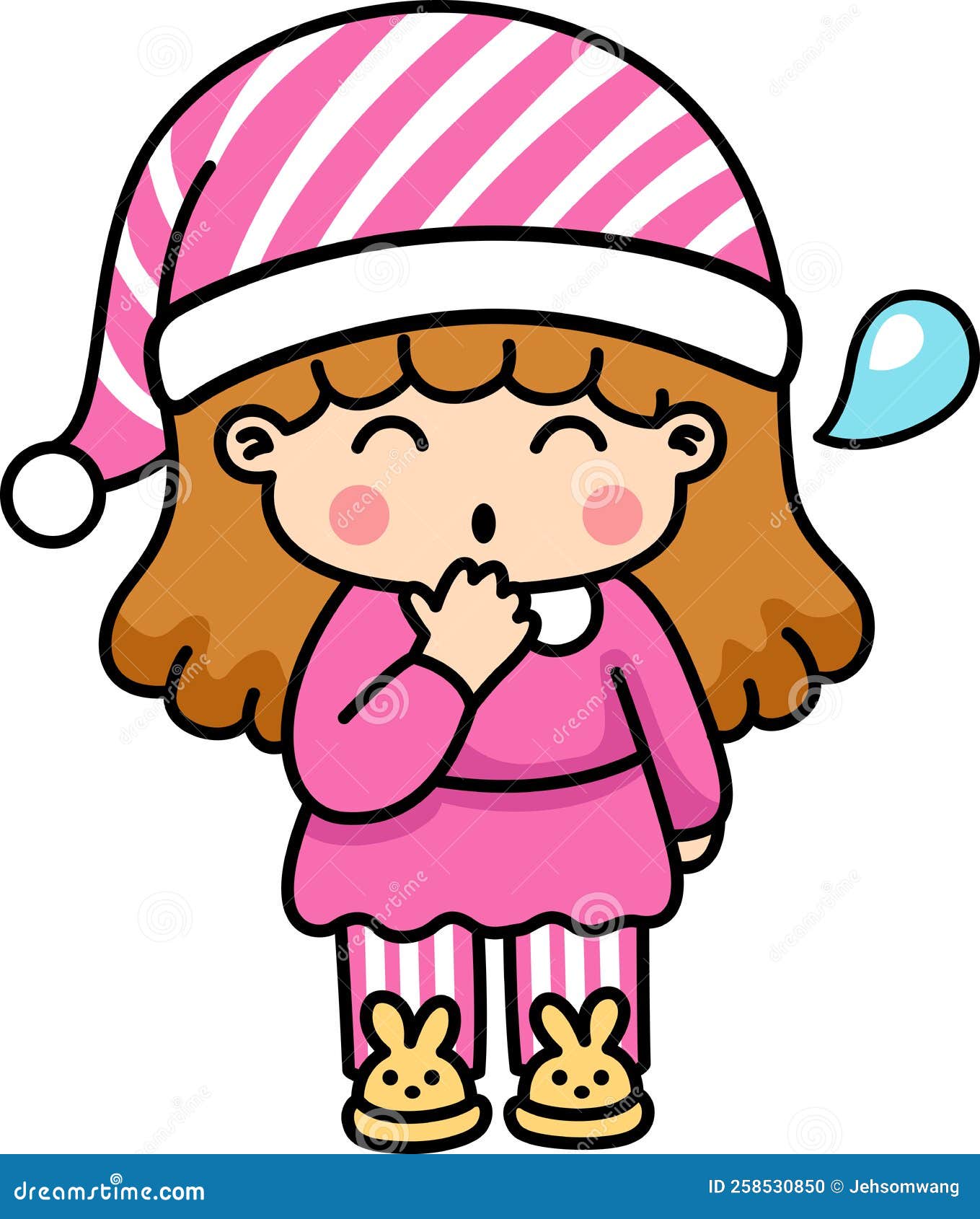 Sleepy Girl Yawning Vector Illustration | CartoonDealer.com #258530850