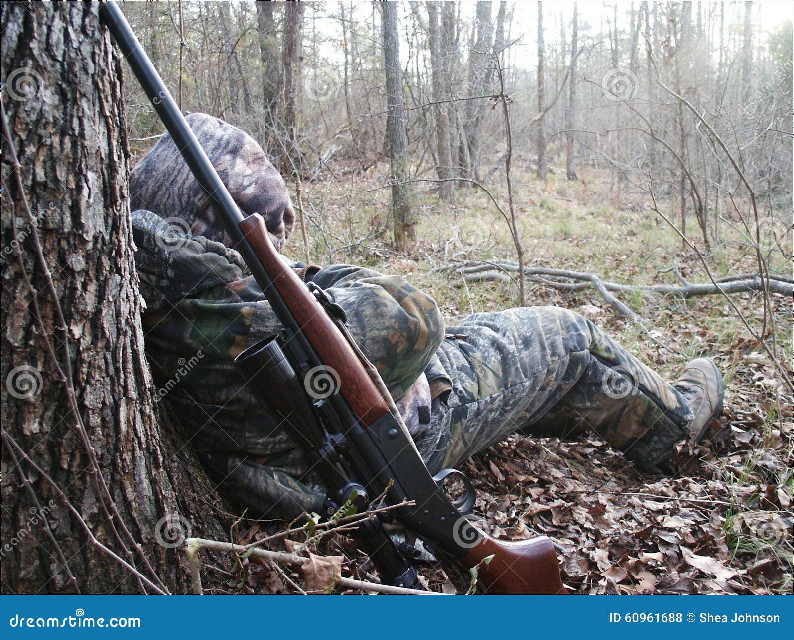 Sleepy Hunter stock photo. Image of sleepy, deer, hunter - 60961688