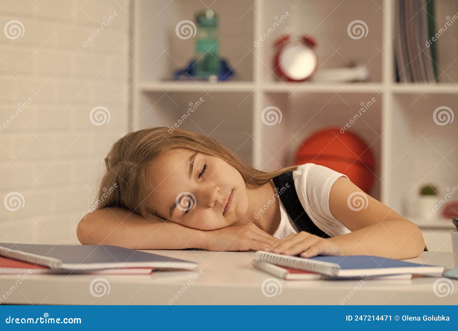 Sleepy Kid Relax at School Lesson in Classroom, School Stock Image ...