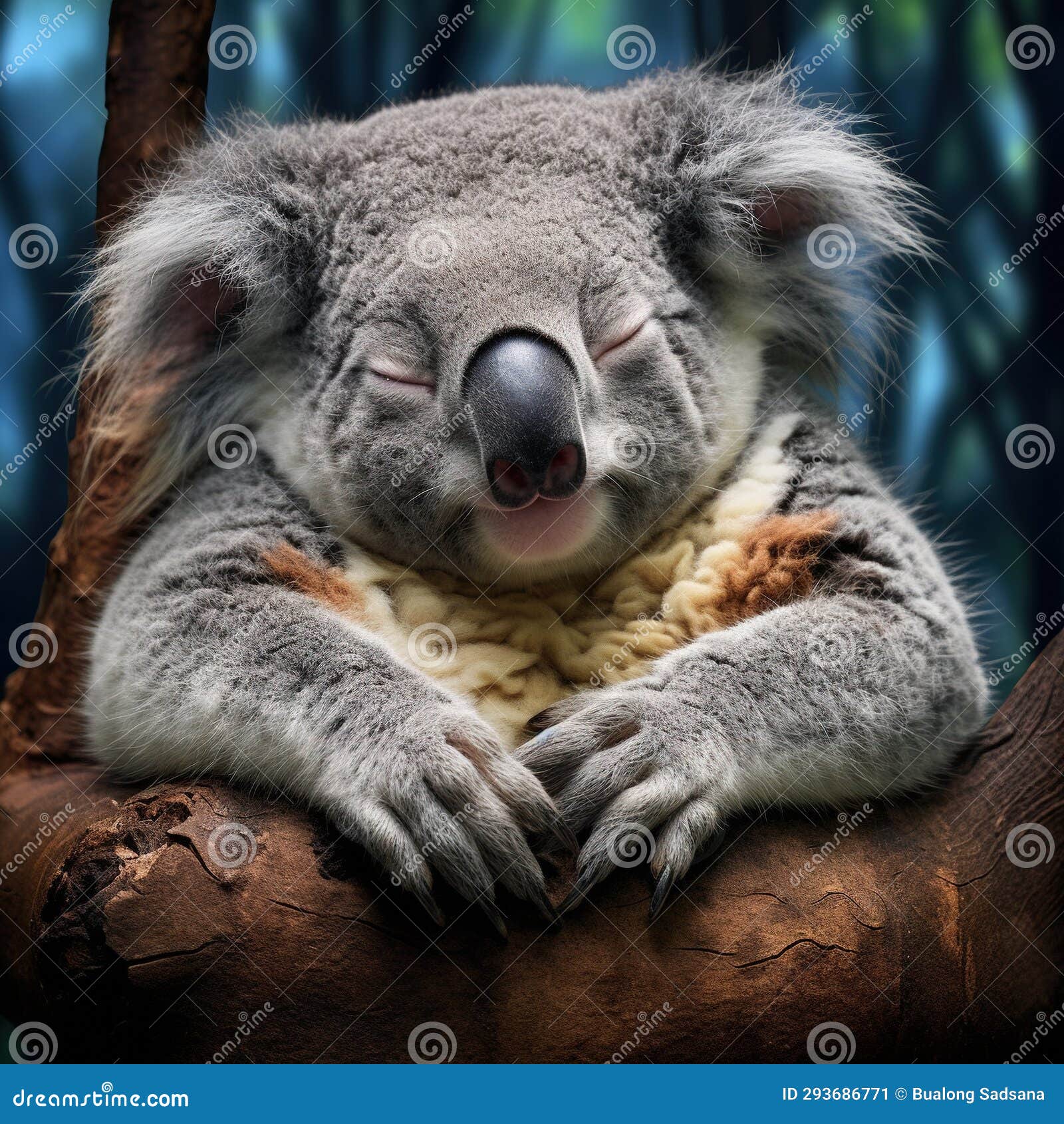 Sleepy Koala Rests On Eucalyptus Branch Australian Wildlife And Nature ...