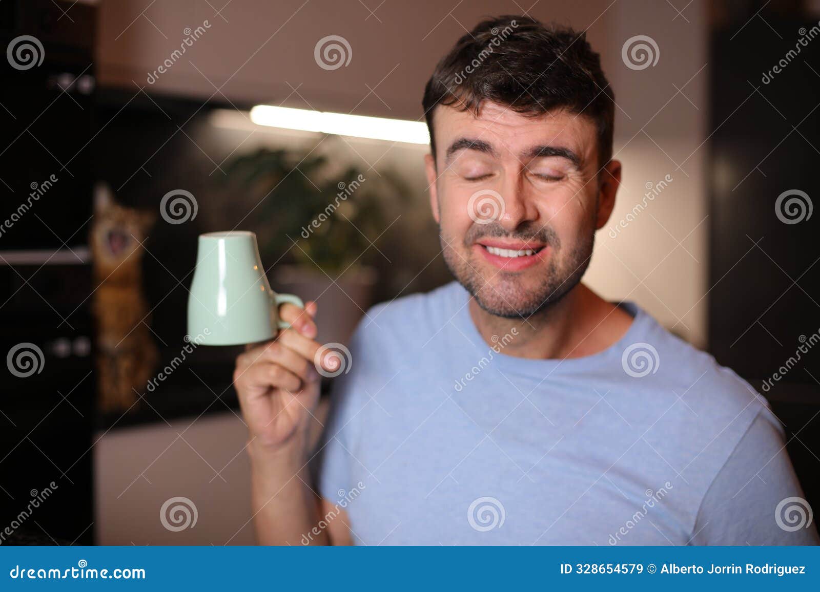 Sleepy Man with Lack of Energy Stock Image - Image of house, young ...