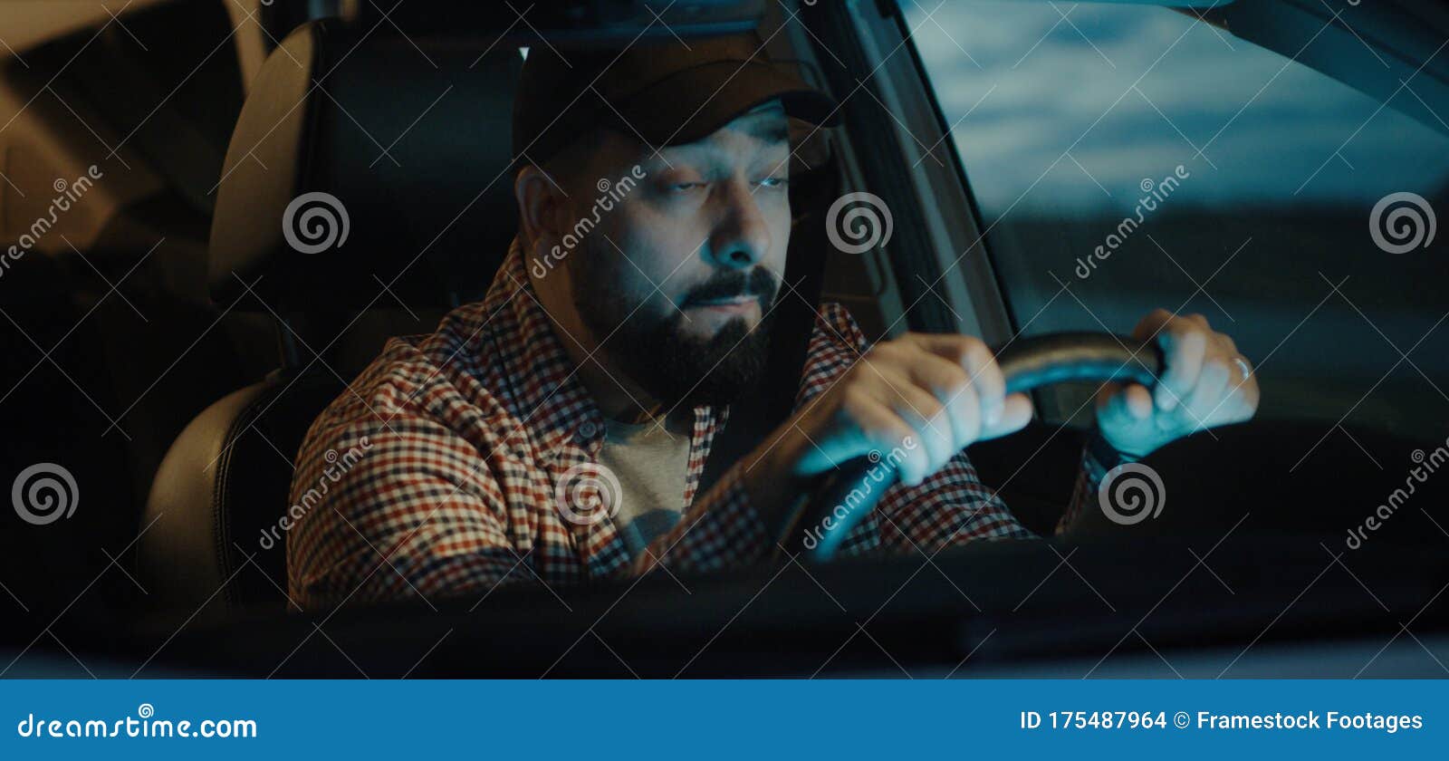 Sleepy Man Slapping Himself while Driving Stock Photo - Image of ...
