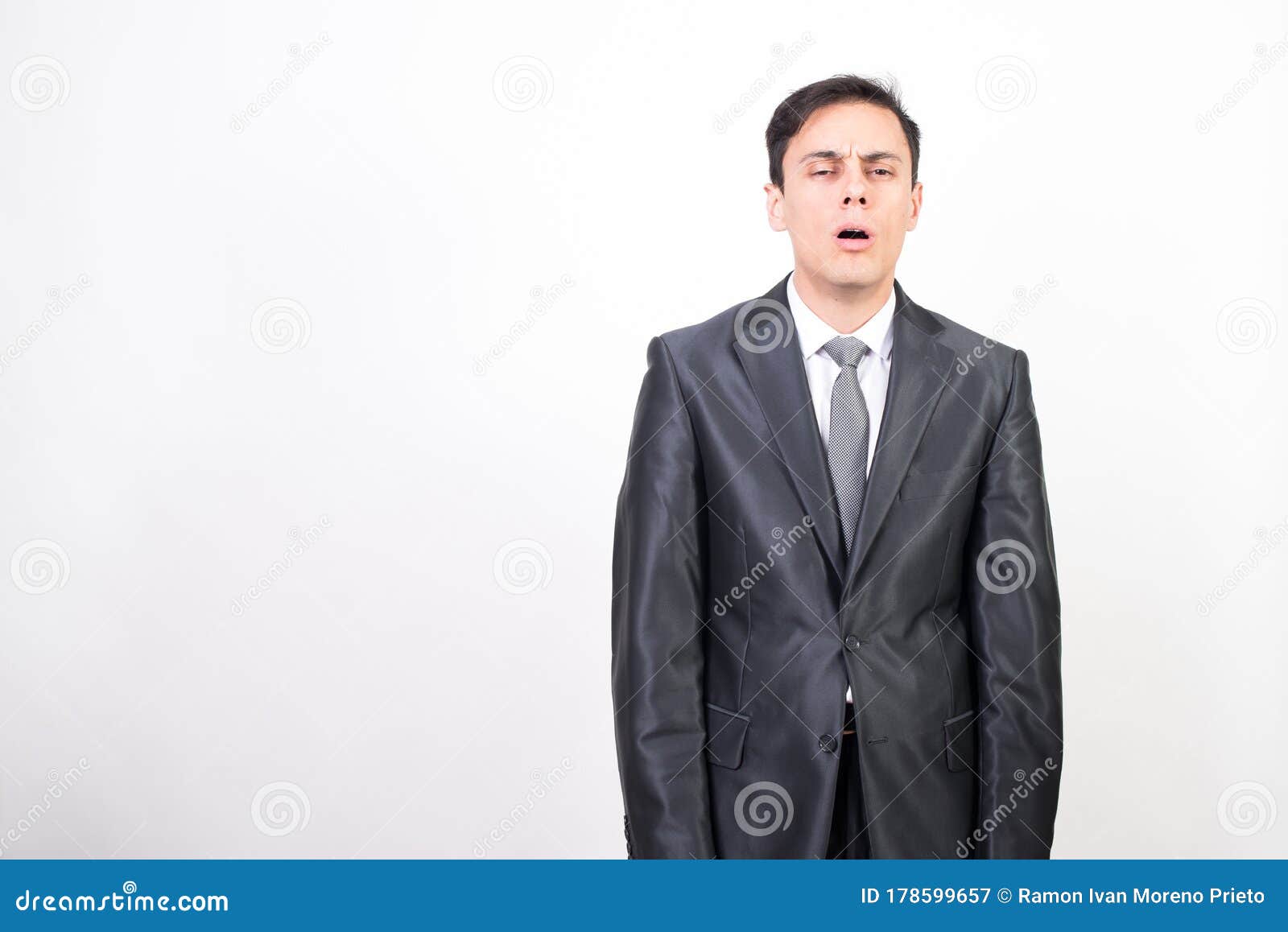 Sleepy man in suit stock image. Image of copy, suit - 178599657