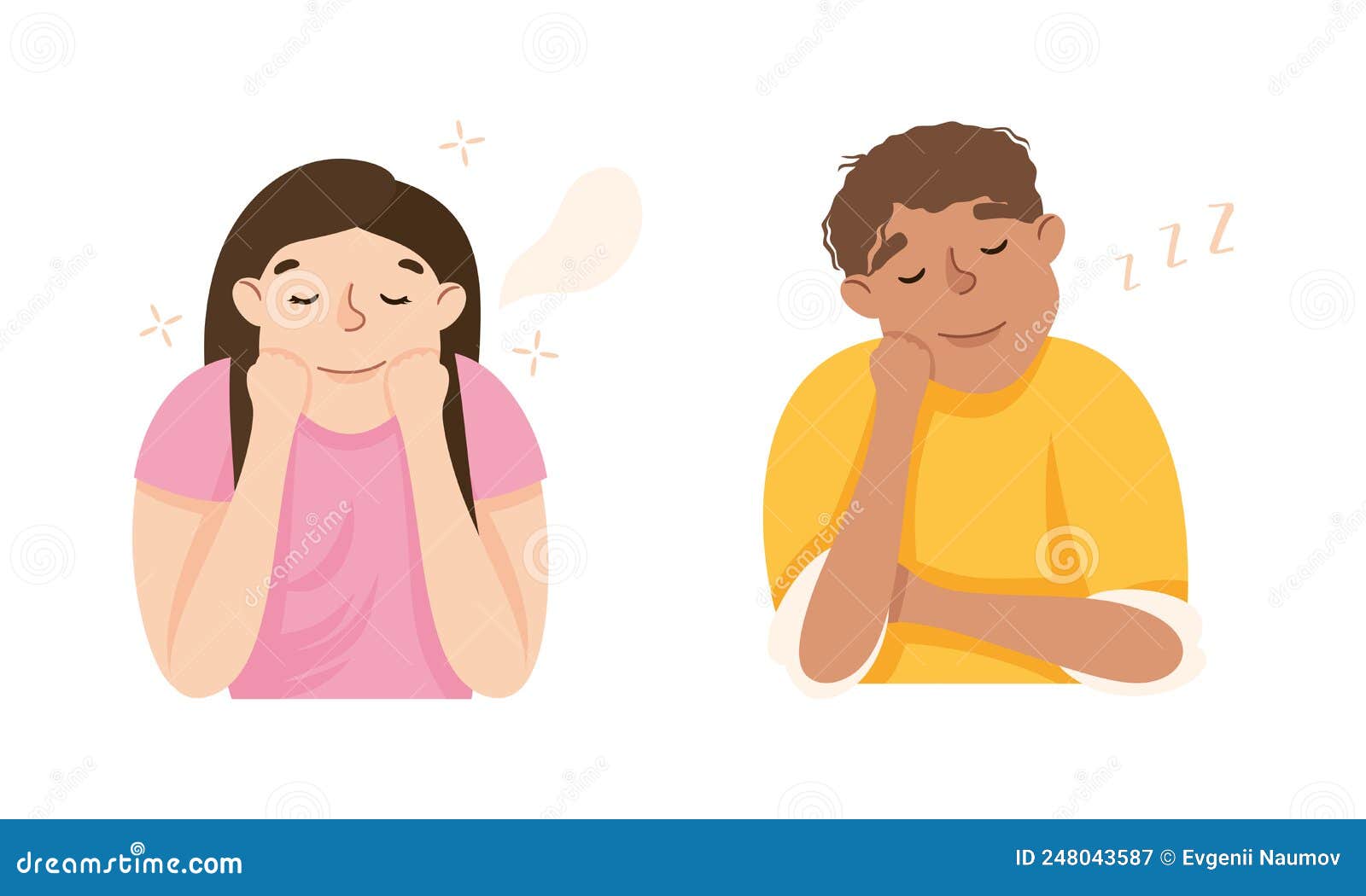 Sleepy Man and Woman Snoring and Having Nap Feeling Need for Sleep ... Sleepy Man and Woman Snoring and Having Nap Feeling Need for Sleep ...