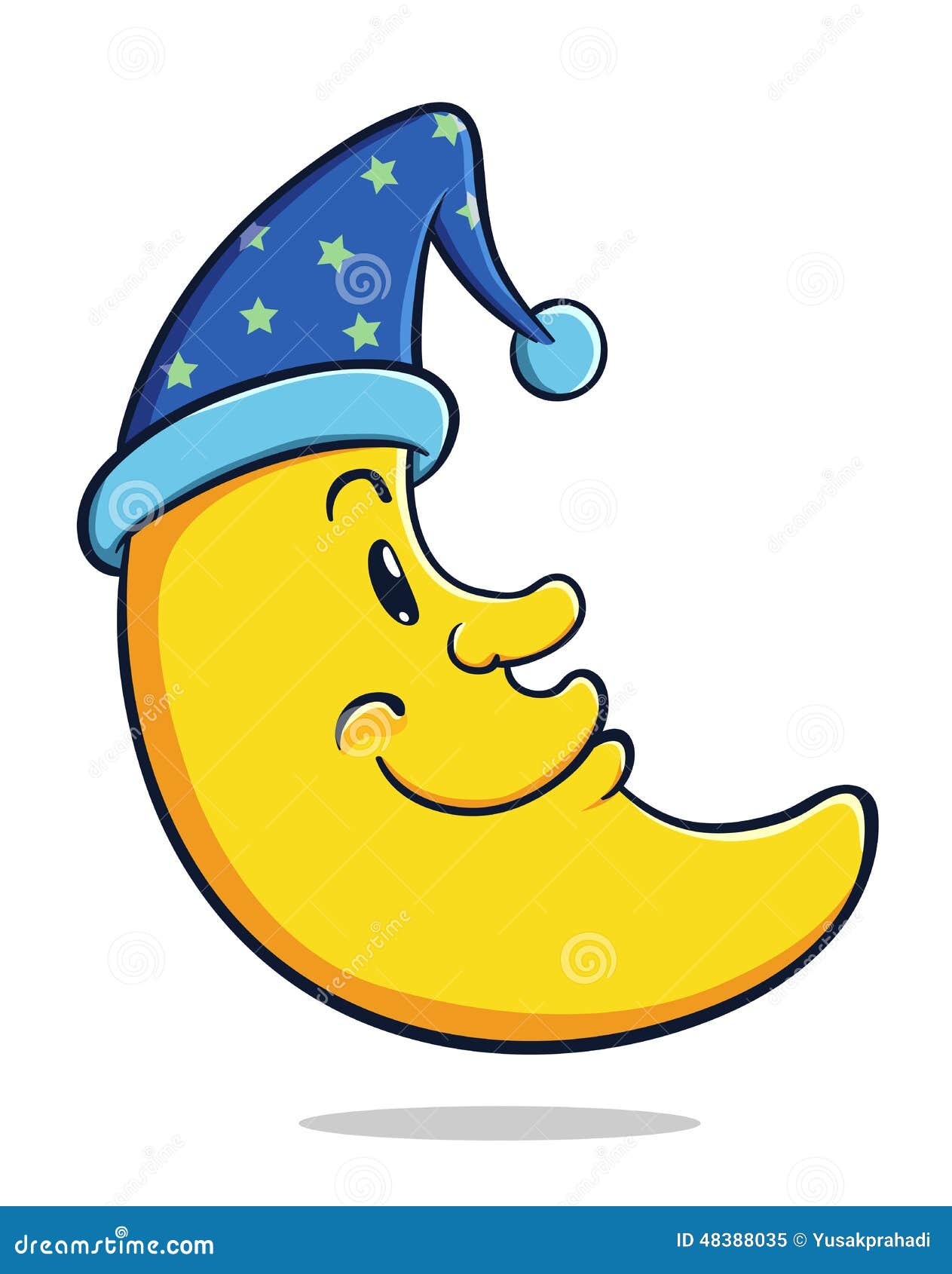 Sleepy Moon stock vector. Illustration of starry, bright - 48388035