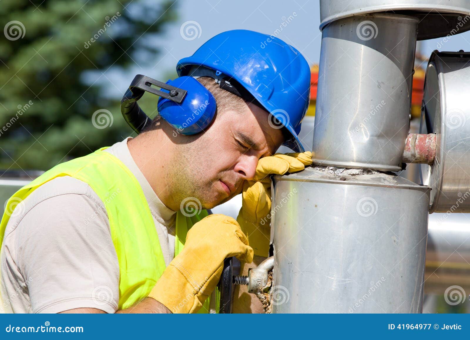 Sleepy oil worker stock image. Image of asleep, person - 41964977