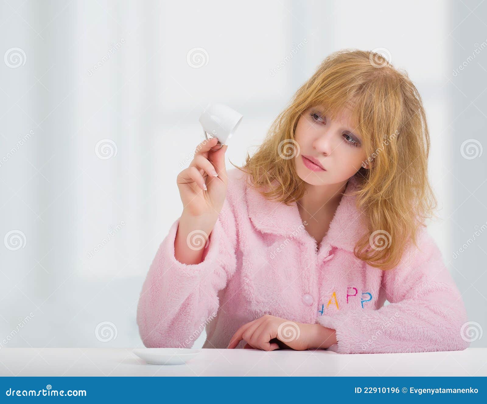 Sleepy Pretty Funny Girl with a Coffee Stock Photo - Image of beverage ...