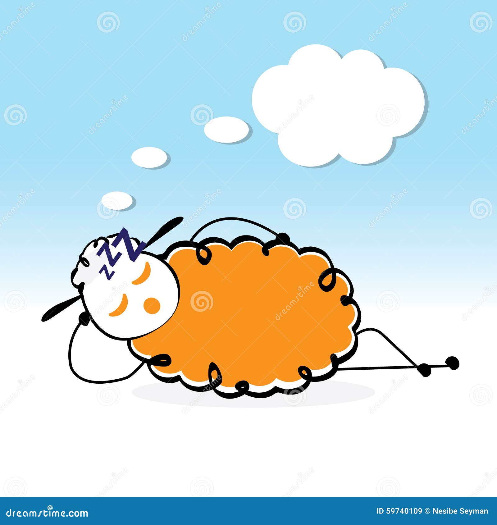 Sleepy Sheep Cartoon Character Lamb. Clouds, Stars And Moon. Shirt With ...