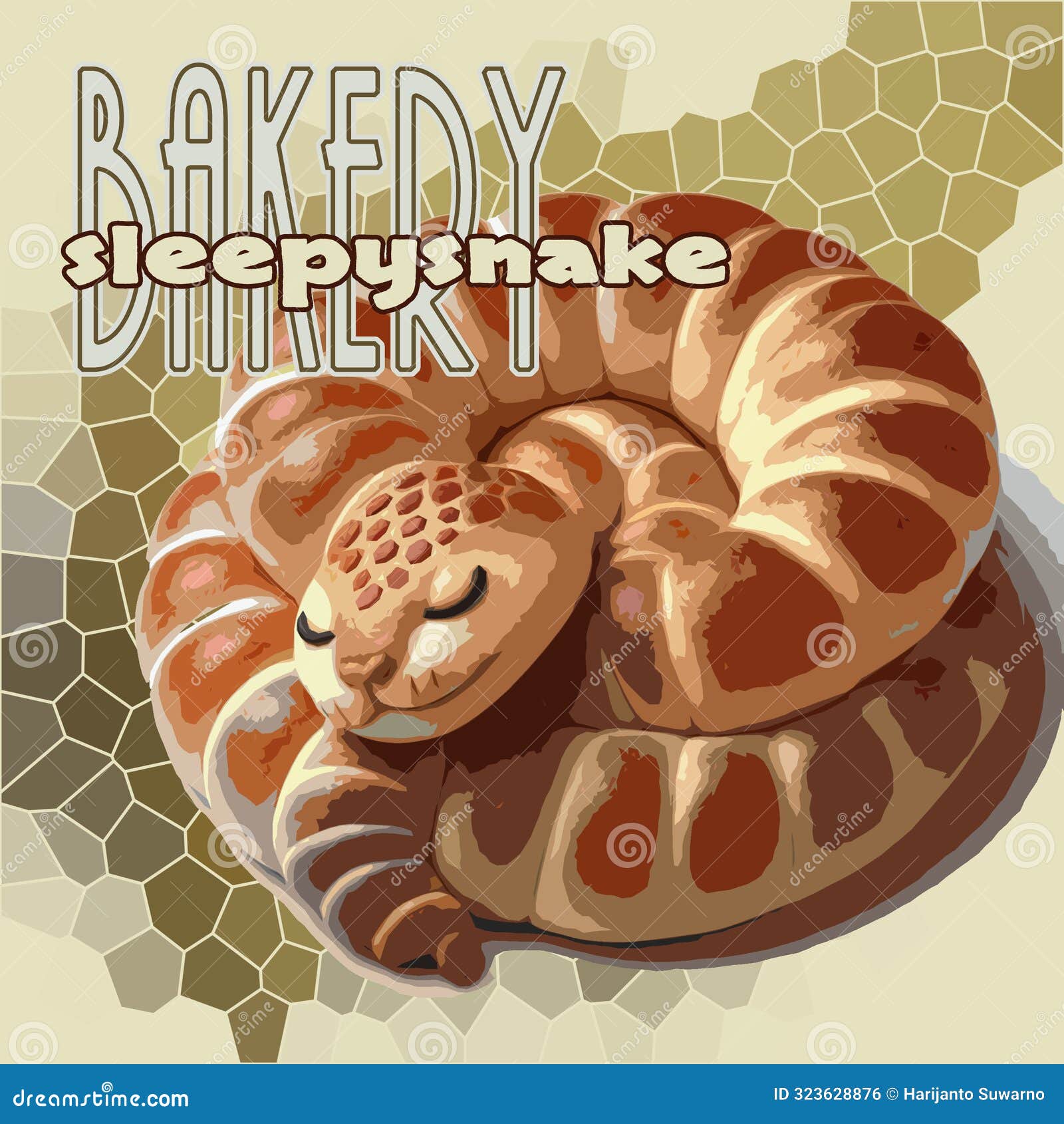 Sleepysnake bakery poster stock illustration. Illustration of curl ...