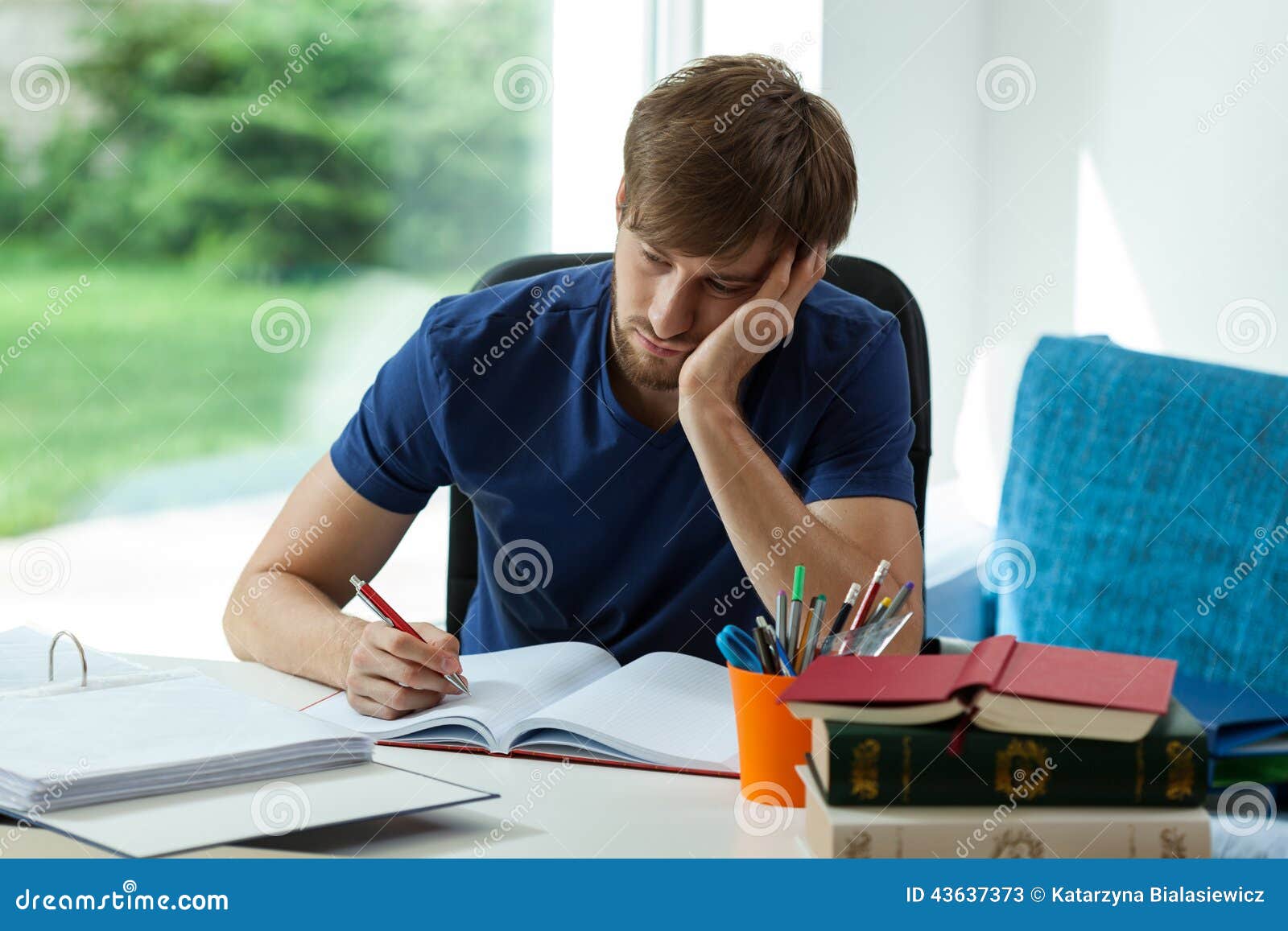 Sleepy Student Has To Learn Stock Image - Image of scholarship, session ...