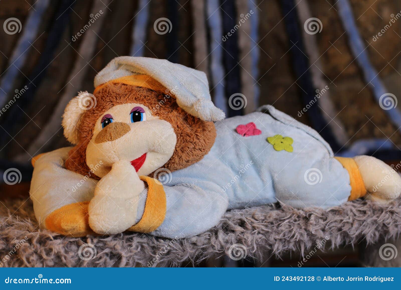 Sleepy Teddy Bear Wearing Classic Pajamas Stock Photo - Image of ...