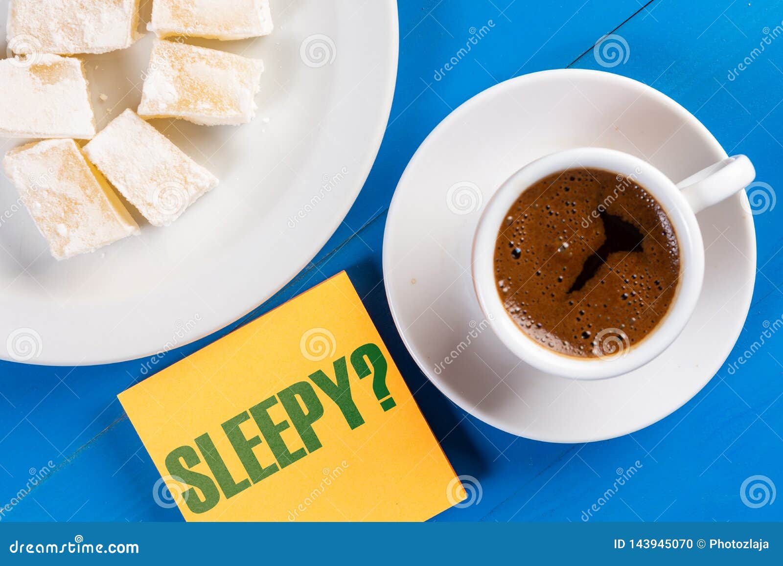 Sleepy Text Concept with Cup of Coffee on the Table Stock Photo - Image ...