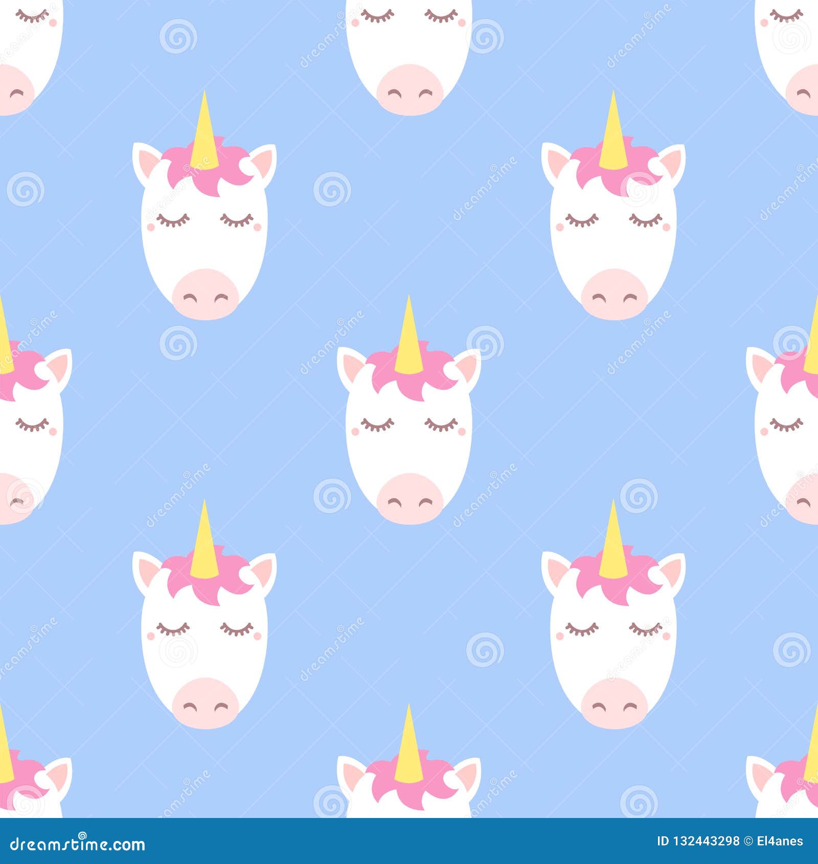 Sleepy unicorn pattern stock vector. Illustration of cartoon - 132443298