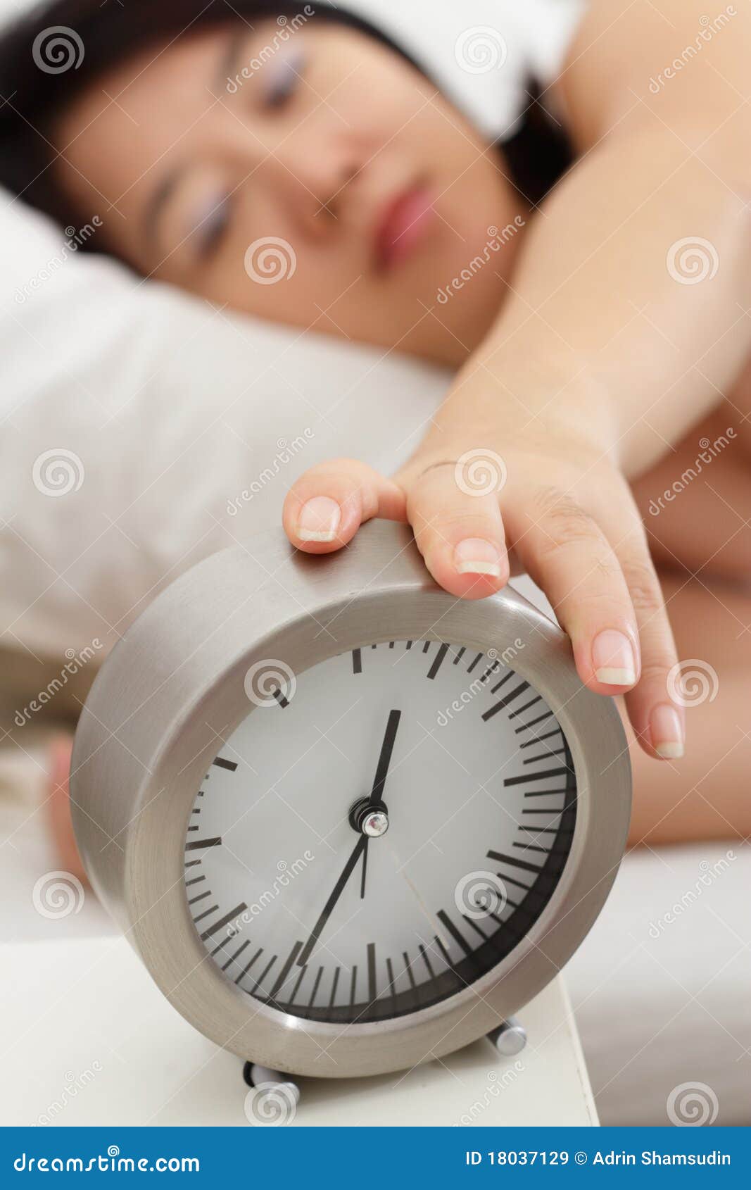 Sleepy Woman and Clock stock image. Image of drowsy, indoors - 18037129