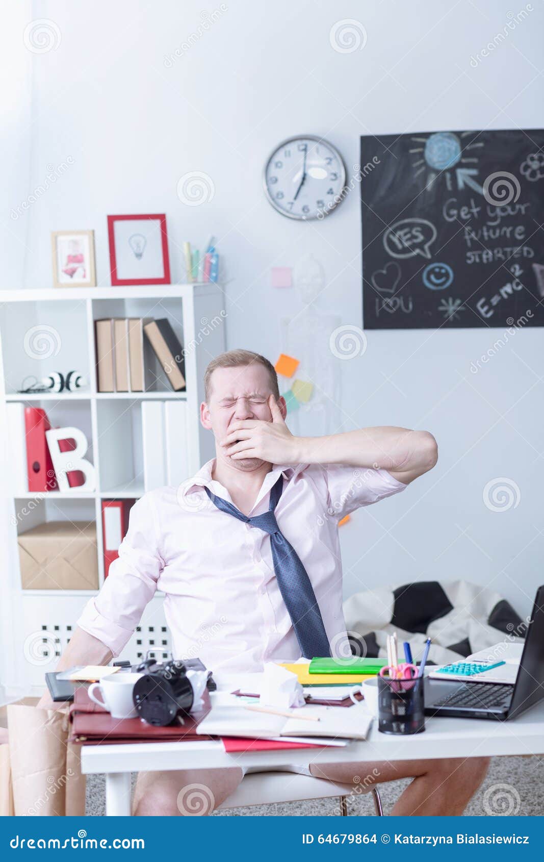 Sleepy Yawning Student Study Hard Stock Photo - Image of exam, hard ...