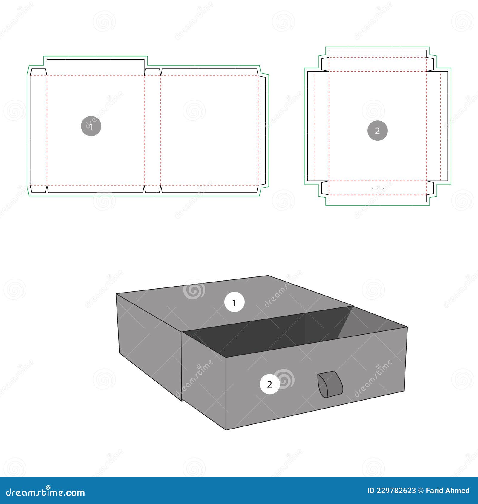 Sleeve Box, Drawer Style Box, Blank Packaging Dieline Stock Vector ...