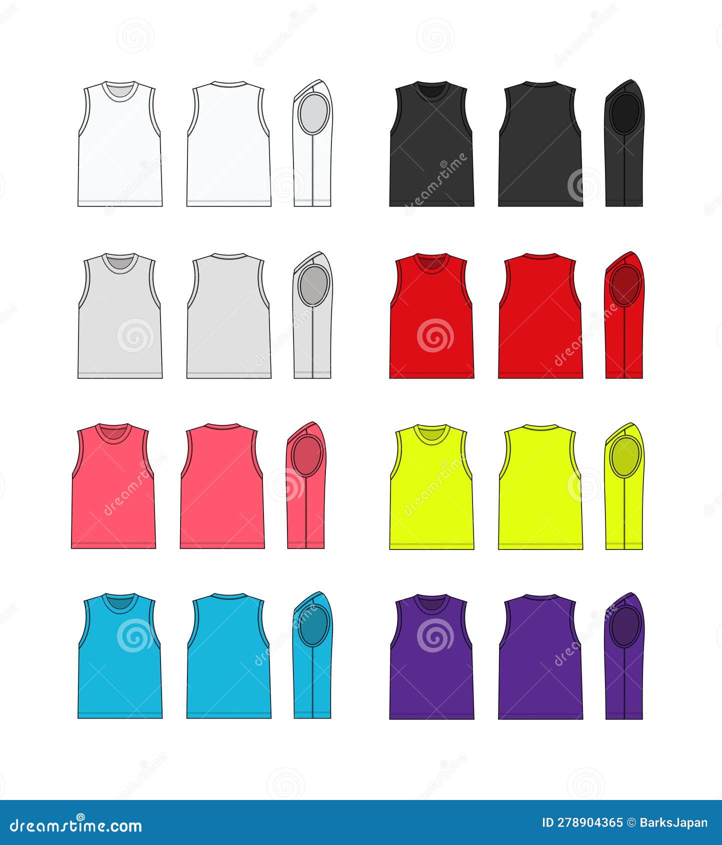 Sleeveless T-shirt Vector Template Illustration Set Stock Illustration ...