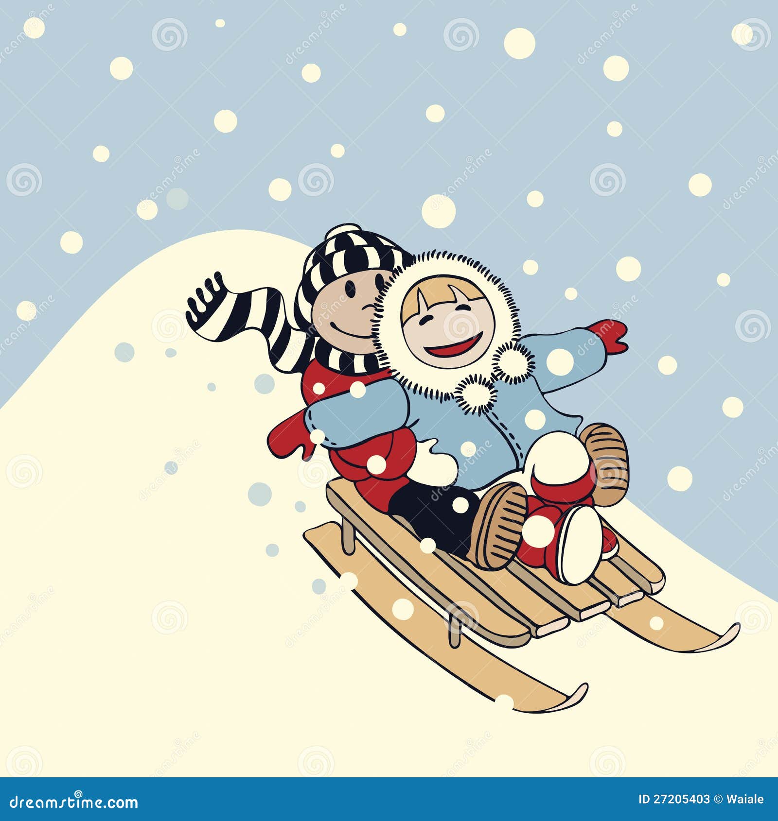 Sleigh ride stock vector. Illustration of childhood, people - 27205403