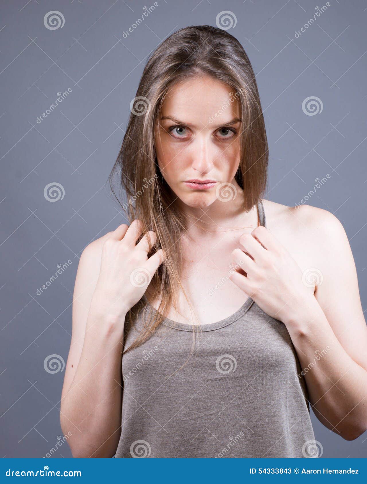 Slender Caucasian Female Portrait Stock Image - Image of blue ...