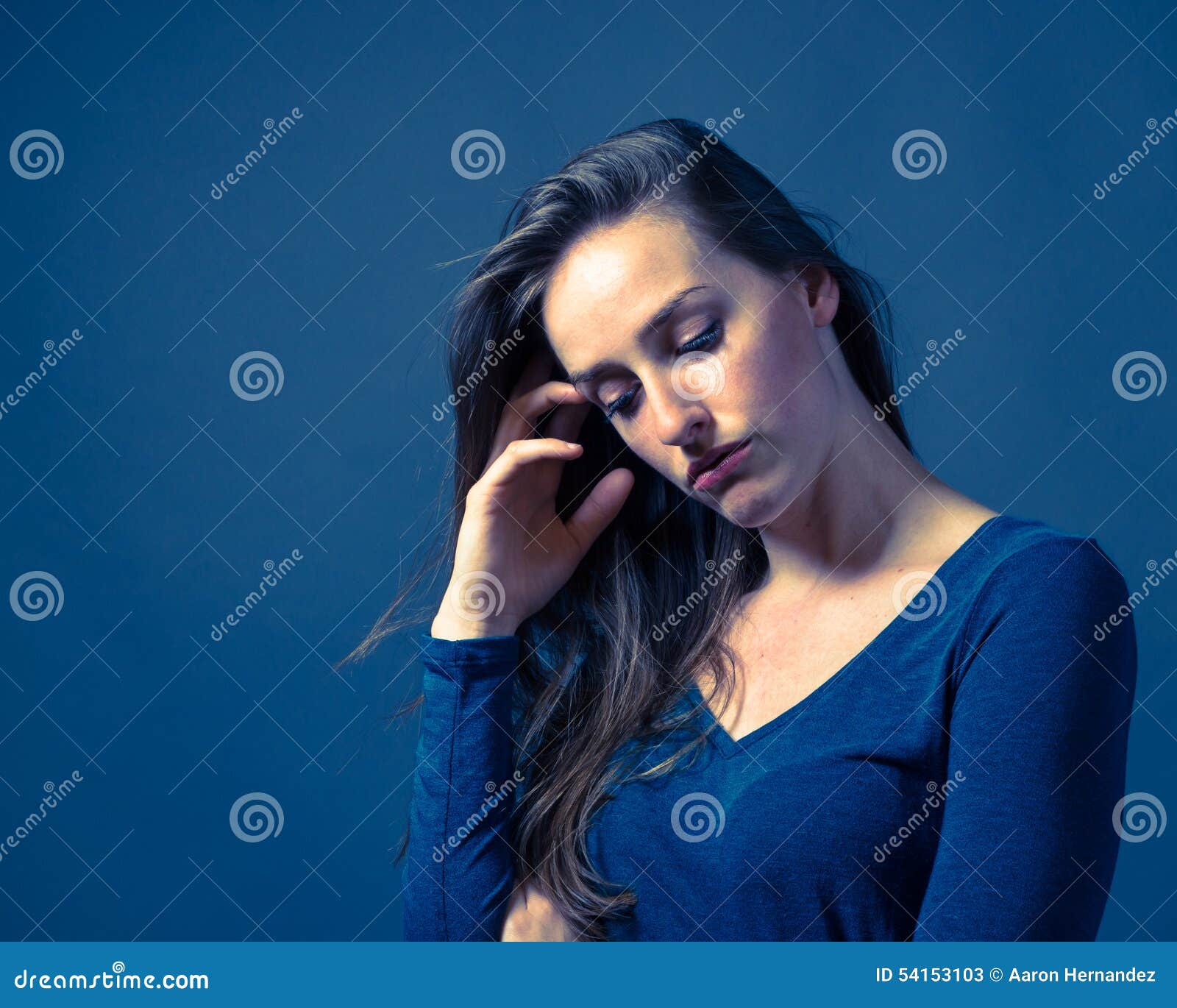 Slender Caucasian Female Somber Expression Stock Image - Image of ...