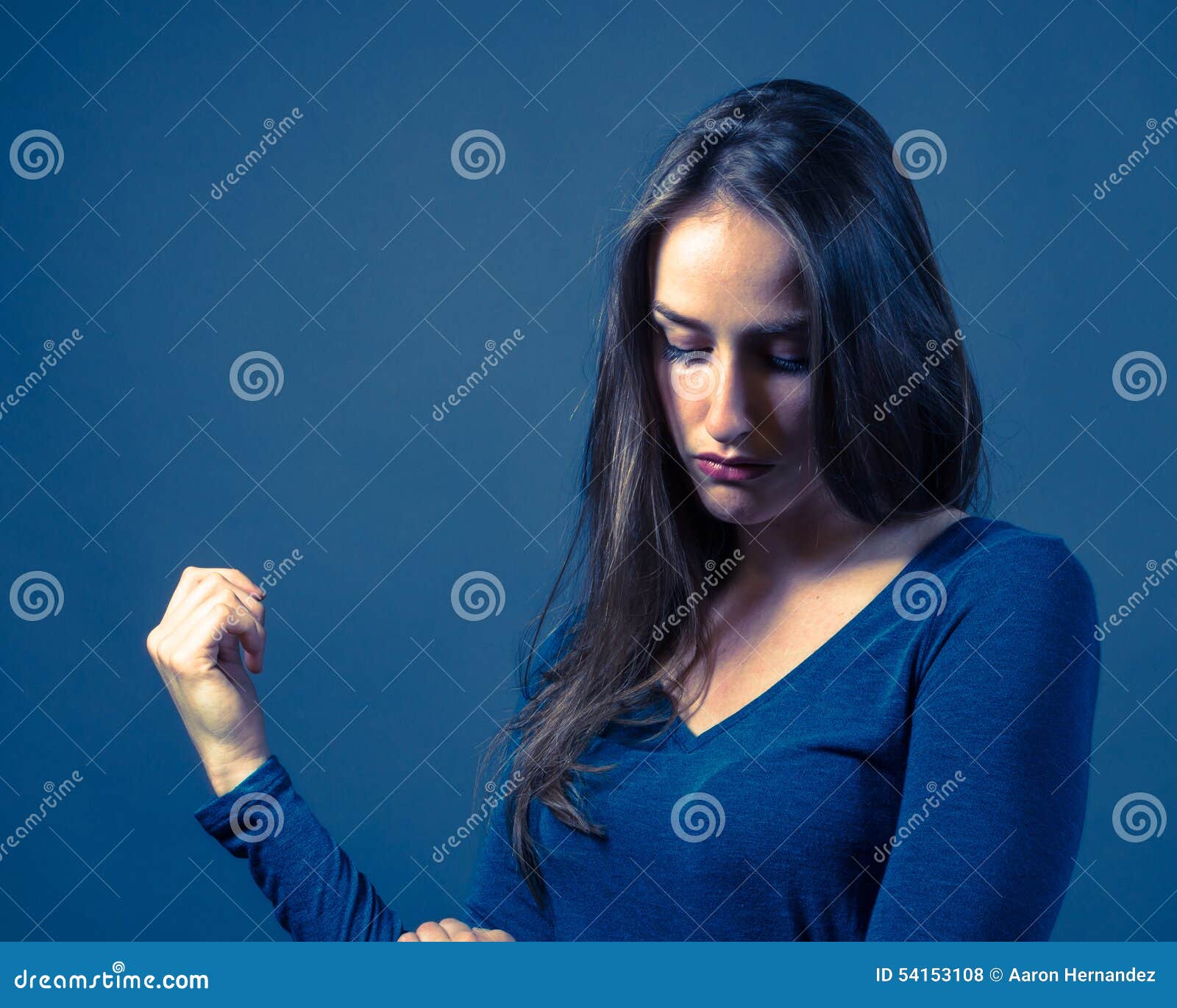 Slender Caucasian Female Somber Expression Stock Photo - Image of thin ...