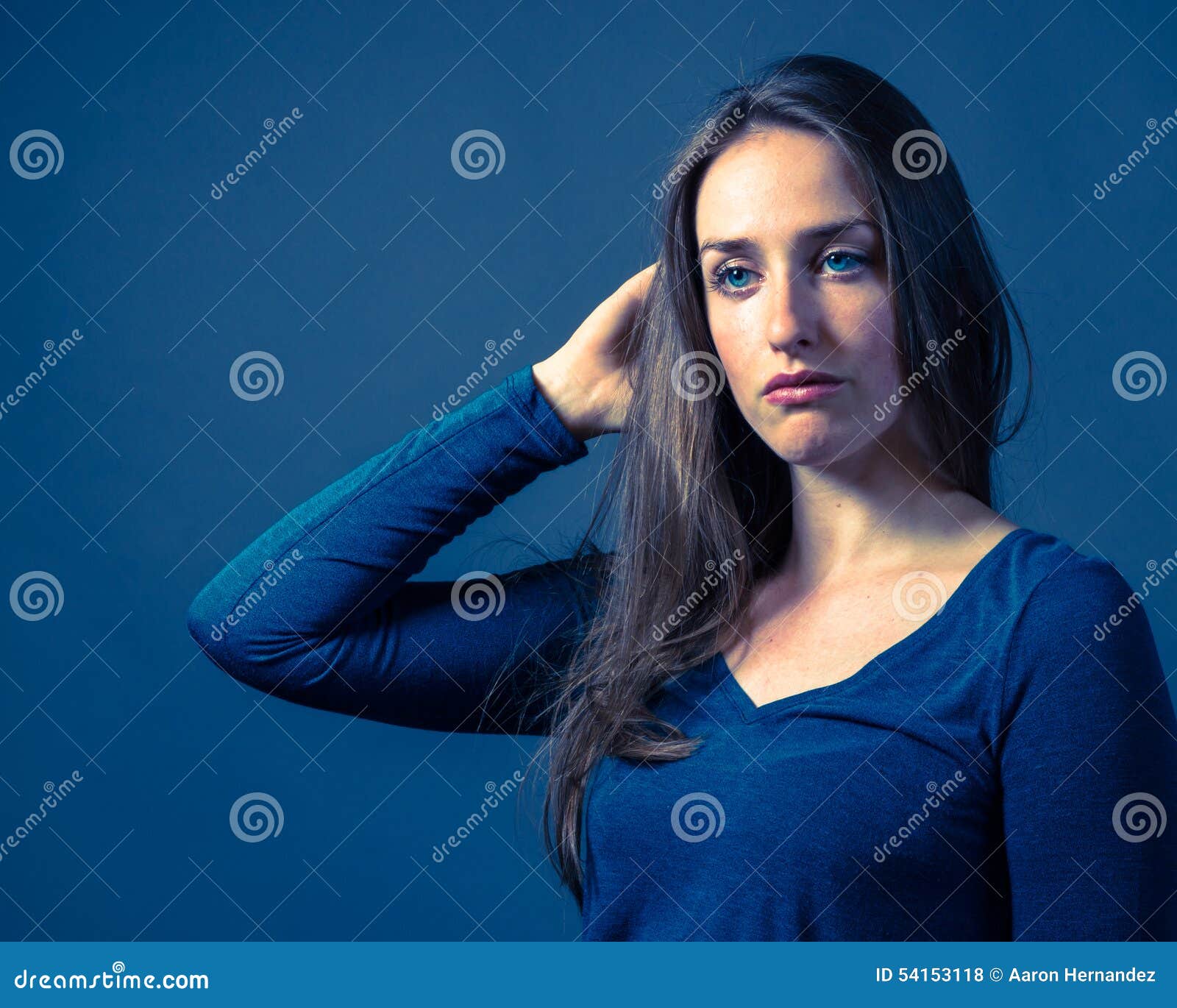 Slender Caucasian Female Somber Expression Stock Photo - Image of ...