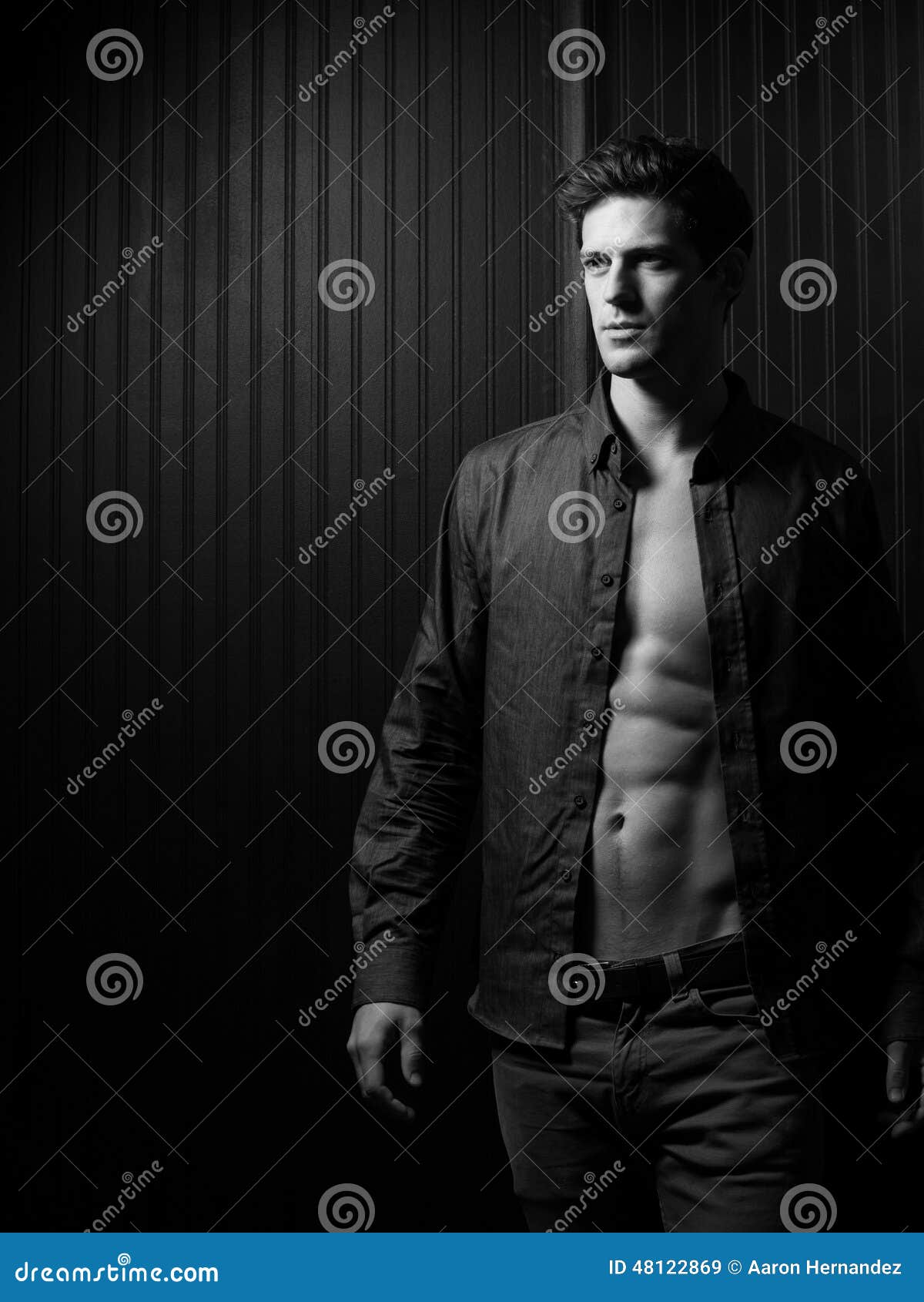 Slender Male Washboard Abs stock image. Image of exposing - 48122869